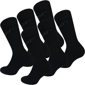CAT Caterpillar Comfort Socks 6 Paires de chaussettes de ville super confortable avec demi-bouclette, coton dexcellente qualité (Noir, 39-42)