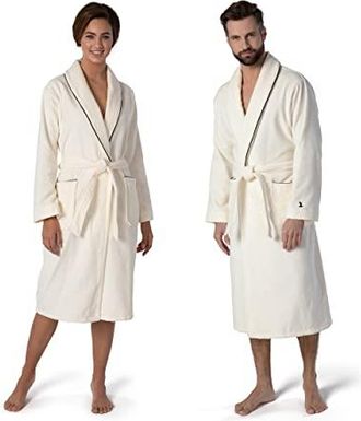 M&ouml;ve Homewear Peignoir, Manteau avec col, 100% Coton Velours, Taille XS, Ivory (Beige)