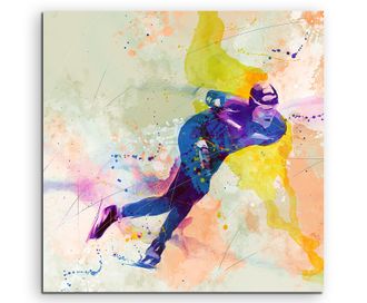 Paul Sinus Art Eisschnelllauf I 60x60cm Wandbild SPORTBILD Aquarell Art tolle Farben von Paul Sinus