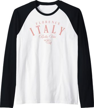 Trendy Apparel Florence Italy Bella Vita Line Art Rose Raglan