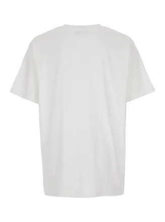 Balmain Mens White Crewneck T-Shirt With Logo Cotton T-Shirts And Polos