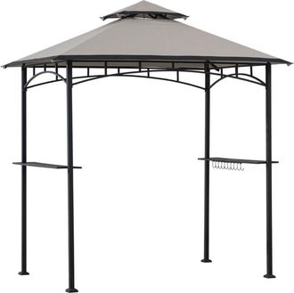 Sunjoy Direct Sunjoy - Gazebo grill acier/tissu 152cm x 244cm - Auvent r&eacute;sistant aux intemp&eacute;ries - Toit &agrave; 2 niveaux pour &eacute;vacuation fum&eacute;e - Crochets et &eacute;tag&egrave;res