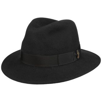 Borsalino Piemonte Traveller Wollhut Wollfilzhut Filzhut Damen/Herren - Made in Italy mit Ripsband, Ripsband Winter Herbst-Winter - 56 cm schwarz
