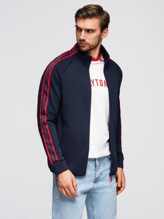 Ombre Sweatjacke Herren-Sweatjacke mit Streifenb&auml;ndern und hohem Stehkragen