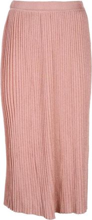 Elisabetta Franchi Femme, Jupes, Rose, Taille: 42 FR Longue jupe pliss&eacute;e en lam&eacute;