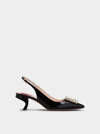 Roger Vivier Escarpins Slingback Virgule en cuir verni, NOIR, 35.5 - Shoes
