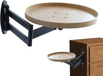Generic Table murale - Bureau flottant pour mur | Bureau flottant r&eacute;tractable, support pliable r&eacute;tractable avec rotation &agrave; 720&deg;, petite table ronde mont&eacute;e, fl