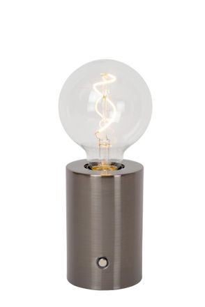 Lucide VIVO - wiederaufladbare Tischlampe - Akku/Batterie - &Oslash; 8 cm - LED Dim. - E27-1x1W 2700K - Matt Schwarz-Chrom