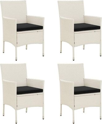 vidaXL Gartenst&uuml;hle mit Kissen 4 Stk. Poly Rattan Wei&szlig; vidaXL