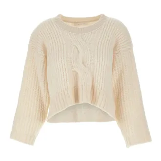 Maurizio Pull court &agrave; dos ajour&eacute; - Femme - Pulls - Blanc - Taille: 40 FR