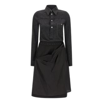 Maison Margiela Lang&auml;rmeliges Midikleid - - Dresses - Damen - Grau - XS