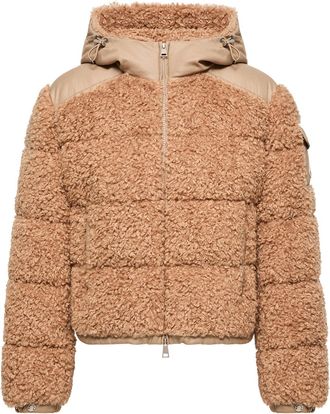 Moncler Moncler Doudoune Courte &Agrave; Capuche En Teddy Alpestre, Femme, Beige, Taille: 00