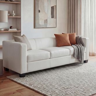 Mendler 3er Sofa Couch Loungesofa Lille - Kunstleder, wei&szlig;