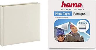 Hama Fotoalbum Jumbo 30x30 cm (Fotobuch mit 80 weißen Seiten, Album für 320 Fotos zum Selbstgestalten und Einkleben) beige pastell & Fototapes 1.000 Stück 