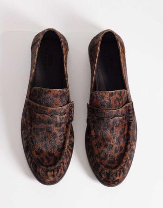 Asos Mocassins effet poulain &agrave; fronces et motif l&eacute;opard-Multicolore