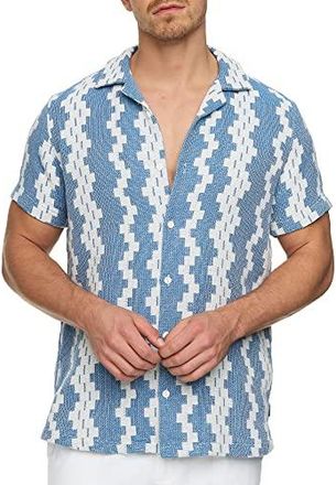 Indicode Hommes INCosby Shirt | Chemise &agrave; Manches Courtes et col boutonn&eacute; Blue L