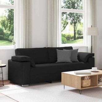 vidaXL Sofa mit Kissen Schwarz 219 x 77 x 82 cm Stoff Vidaxl