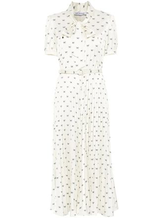 Self Portrait Midikleid aus Satin mit Schleifen-Print - Nude