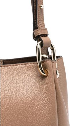 Furla Pebbled Leather Shoulder Bag - Beige