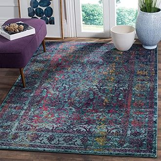 Safavieh Traditionell Teppich für Wohnzimmer, Esszimmer, Schlafzimmer - Granada Collection, Kurzer Flor, Blau und Multi, 201 X 274 cm