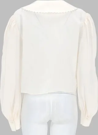 Chlo&eacute; Puff-Sleeve Cr&ecirc;pe de Chine Silk Blouse - Ivory