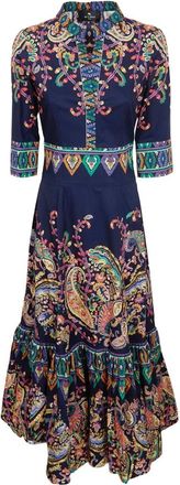 Etro Femme, Robes, Multicolore, Taille: 38 FR Robe Chemise Longue Avec Volant &agrave; lOurlet