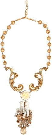 Dolce & Gabbana Femme, Accessoires, Jaune, Taille: ONE Size Ceramic Crystal Cherub Baroque Pendant Necklace