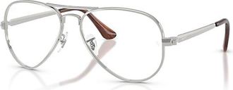 Ray-Ban Aviator Max Optics Silber Fassung Klar Glas Polarisiert 58-16
