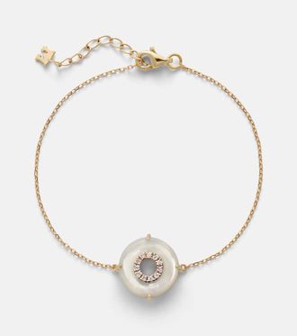 Mateo Bijoux Armband aus 14kt Gelbgold (585/1000) mit Diamanten und S&uuml;&szlig;wasserperlen