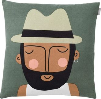 Spira of Sweden Kissenbezug Gesicht Max, Dekoratives Kissenbezug, Buchstabenmuster, Grün, Zierkissen für Sofas oder Stühle, Schlafzimmerdekoration und Kopfkissenbezug