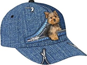 Generic Homme Femme Casquette De Baseball Jean À Fermeture Éclair Yorkshire Strapback Cap Séchage Rapide Casquette Trucker Réglable Casquette Hip Hop pour Cam