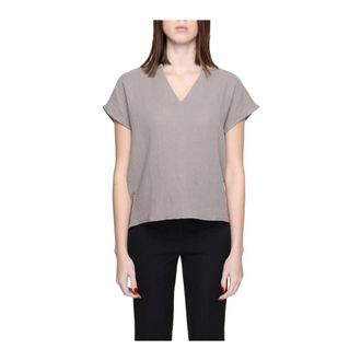 Jacqueline de Yong Jacqueline de Yong, Femme, Tops, Beige, Taille: 42 FR Haut Textur&eacute; Col en V, Manches Courtes