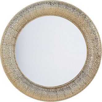 Beliani Stilvoller Spiegel rund Metall 80 x 80 cm Gold Channay