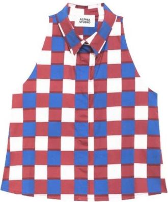 Alpha Studio Femme, Tops, Multicolore, Taille: 42 FR Checked Sleeveless Top
