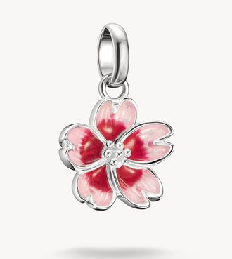 Thomas Sabo Anh&auml;nger in Silberoptik, Rosa und Rot mit Kirschbl&uuml;tendetail