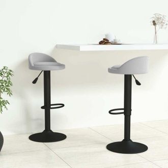 vidaXL Barhocker 2 Stk. Hellgrau Samt Vidaxl