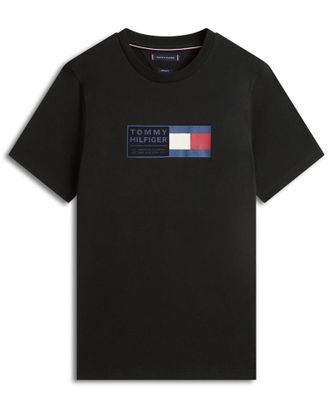 Tommy Hilfiger T-Shirt aus Baumwolle mit Label-Frontprint, Regular Fit in