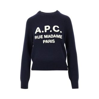 A.P.C. Wollpullover mit Frottee-Logo - - Knitwear - Damen - Blau - M