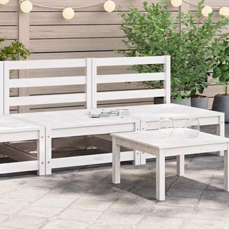 vidaXL Garten-Mittelsofas 2 Stk. Wei&szlig; Kiefer Massivholz - Vidaxl
