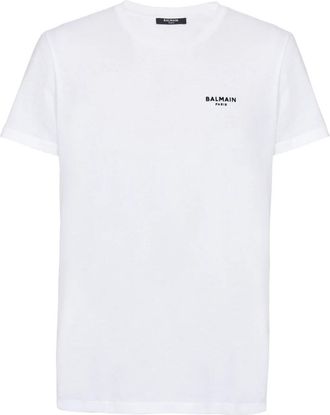 Balmain Paris flocked T-Shirt mit kurzen &Auml;rmeln - - Tops - Herren - Wei&szlig; - 3XL