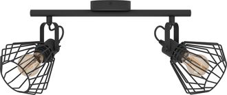 Eglo Deckenlampe Tabillano, 2 flammige Deckenleuchte Vintage, Industrial, Deckenstrahler aus Stahl, Wohnzimmerlampe in Schwarz, K&uuml;chenlampe, Spots mit E27 