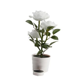 Supvox Solar Rosenblumenlicht 3 Leds Solarbetriebener K&uuml;nstlicher Rosen Blumentopf Wei&szlig; Au&szlig;enbeleuchtung Garten Terrassenlicht Led Nachtlicht F&uuml;r Zimmer B&uuml;ro