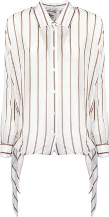 Semicouture Femme, Blouses et Chemises, Blanc, Taille: 46 FR Chemise Asym&eacute;trique &agrave; Rayures