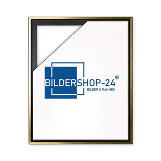 Bildershop-24 Schattenfugenrahmen LEVI 100x140cm Schwarz Goldglanz Antik