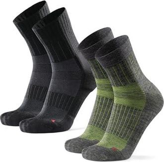 Danish Endurance 2 Paires de Chaussettes de Running Performance, Laine Mérinos, Anti-Ampoules, Homme Femme, Multicolore (1x Noir/Gris, 1x Vert/Gris), 39-42