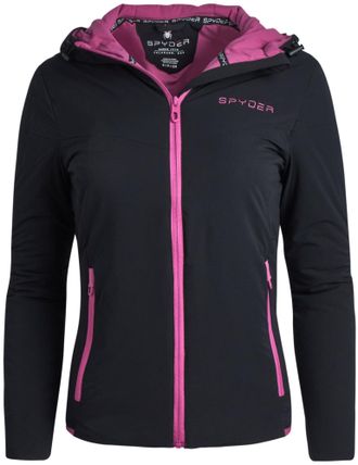 Spyder Windjacke f&uuml;r Damen, leicht, isoliert, windabweisend, wasserdicht, mit Rei&szlig;verschluss, Schwarz, L