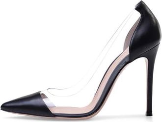 Generic Talons Hauts Transparents en PVC pour Femmes, Chaussures à Bout Fermé Talons Aiguilles Escarpins de Soirée Sexy à Enfiler à Bout Pointu pour Bal de Pr