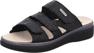 Rohde Damen Pantolette aus Veloursleder mit DREI Klettverschl&uuml;ssen Abano 5221, Gr&ouml;&szlig;e:41 EU, Farbe:Schwarz