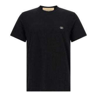 Valentino Garavani Baumwoll-T-Shirt mit VLogo-Stickerei - - Tops - Herren - Schwarzk - L