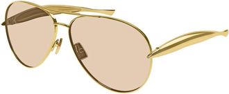 Bottega Veneta Femme, Accessoires, Jaune, Taille: 64 MM Lunettes de Soleil Marron Accessoires &Eacute;l&eacute;gants pour Femmes